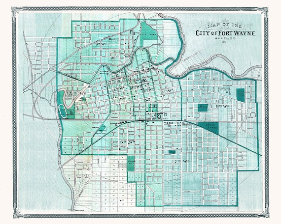 1876 Map of City of Fort Wayne Allen County Indiana - Etsy