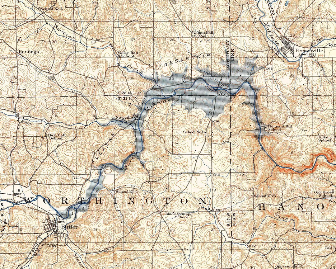 1912 Map of Knox Lake Ohio Butler Perrysville - Etsy