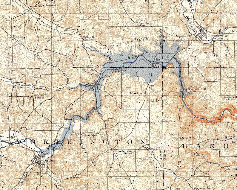 1912 Map of Knox Lake Ohio Butler Perrysville - Etsy