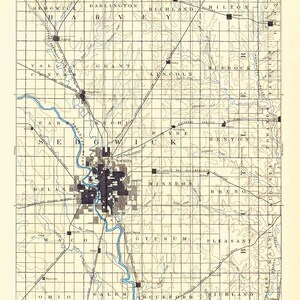 1894 Topo Map of Wichita Kansas Harvey Waco - Etsy