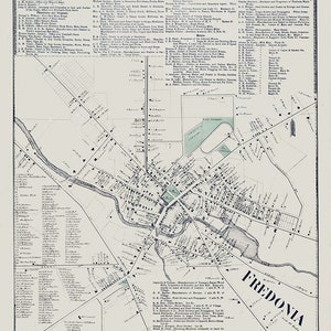 1867 Town Map of Fredonia Chautauqua County New York - Etsy