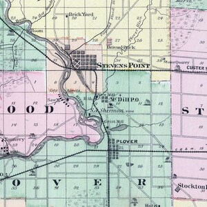 1878 Map of Wood and Portage County Wisconsin - Etsy