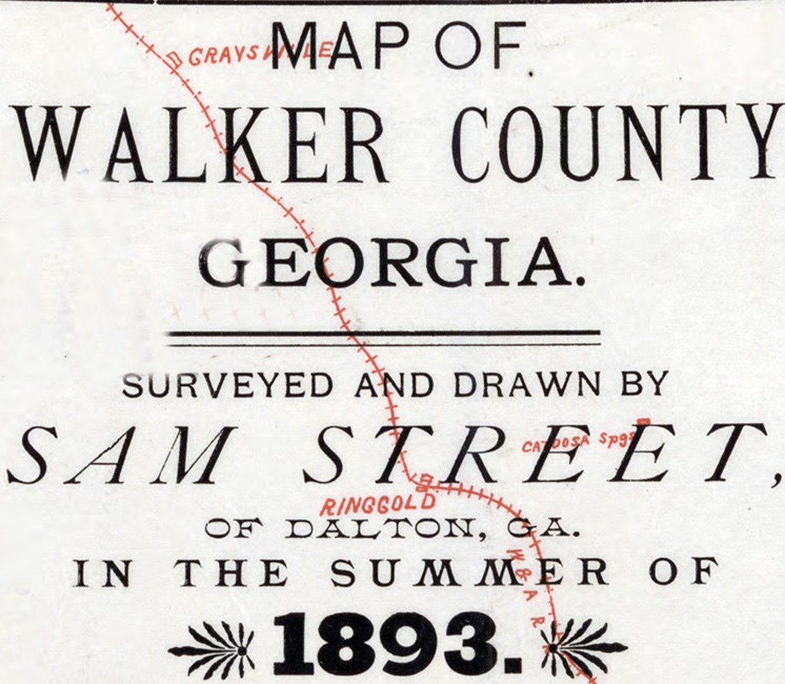 1893 Map Of Walker County Georgia Landowner Reprint Etsy