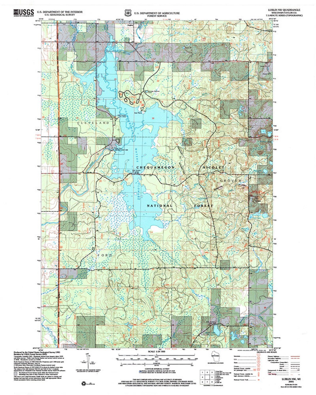 2005 Topo Map of Lublin Quadrangle Taylor County Wisconsin Chequamegon ...