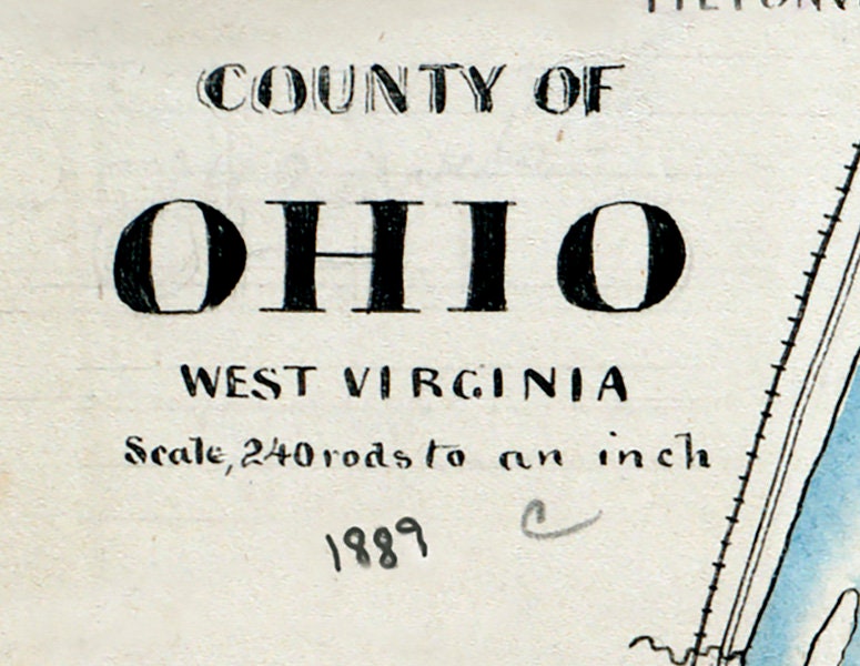 1889 Map of Ohio County West Virginia - Etsy UK