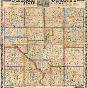 1863 Farm Line Map of Cedar County Iowa - Etsy