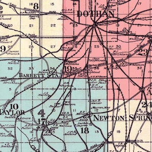 1907 Map of Houston County Alabama - Etsy