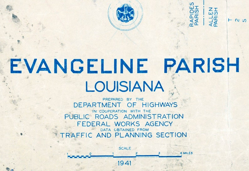 1950 Map of Evangeline Parish Louisiana - Etsy
