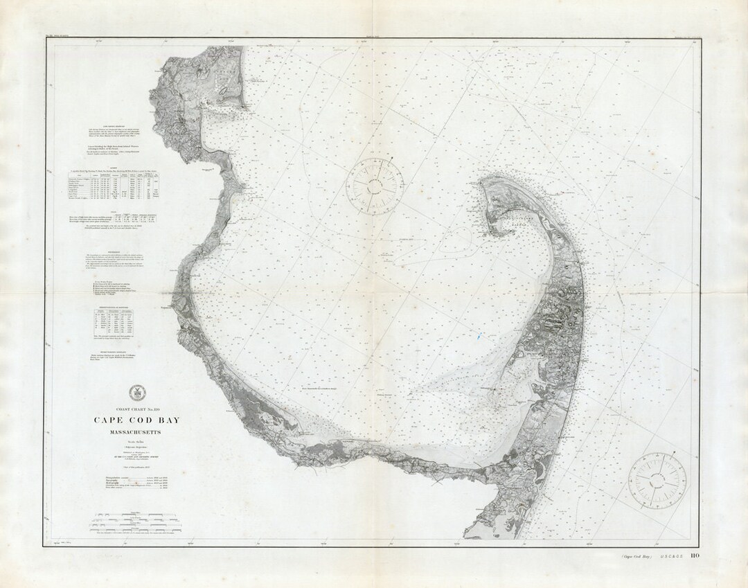 1910 Nautical Chart Map of Cape Cod Bay Massachusetts - Etsy