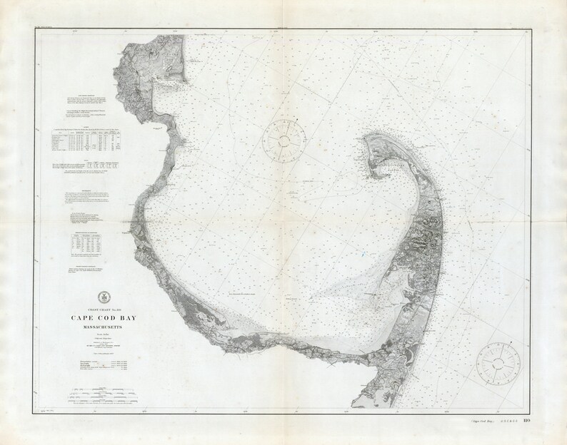 1910 Nautical Chart Map of Cape Cod Bay Massachusetts - Etsy