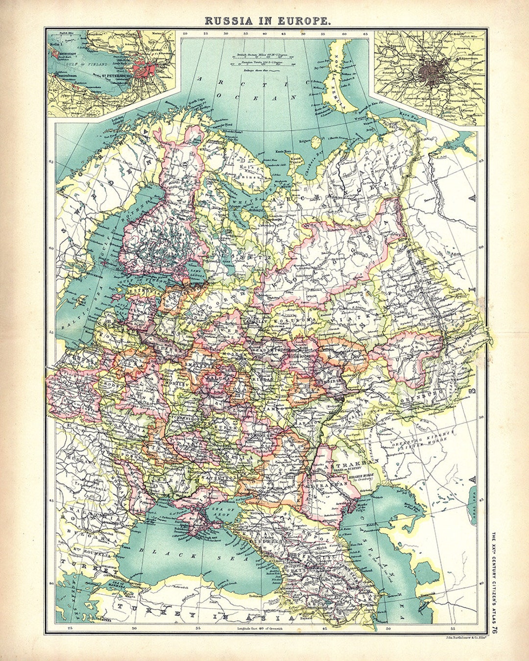 1912 Map of Russia in Europe - Etsy