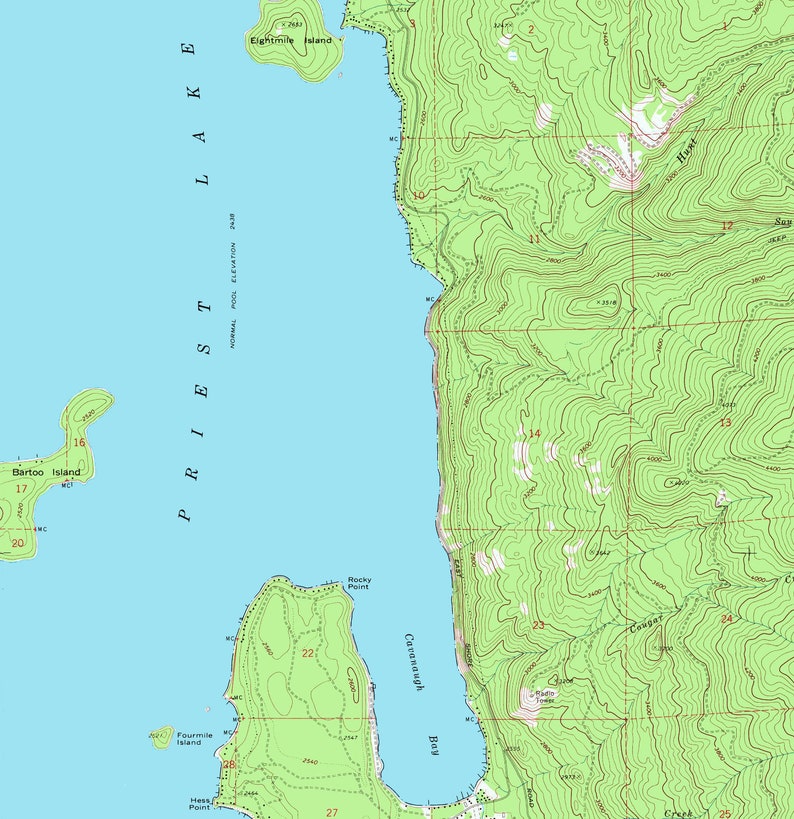 1967 Map of Priest Lake Idaho - Etsy