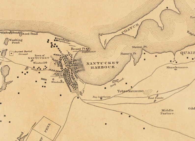 1838 Map of the Island of Nantucket Massachusetts - Etsy