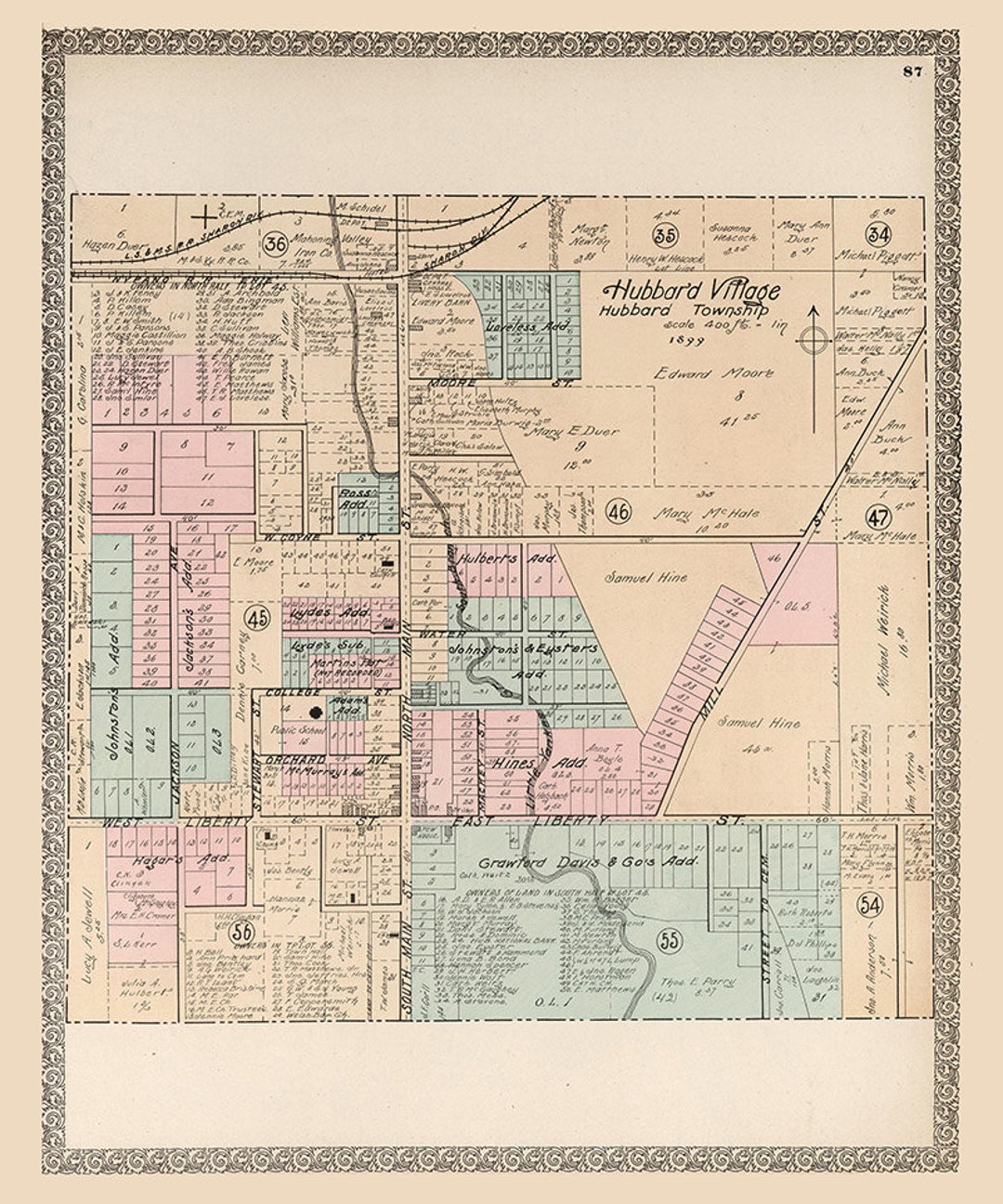 1899 Map of Hubbard Village Trumbull County Ohio - Etsy