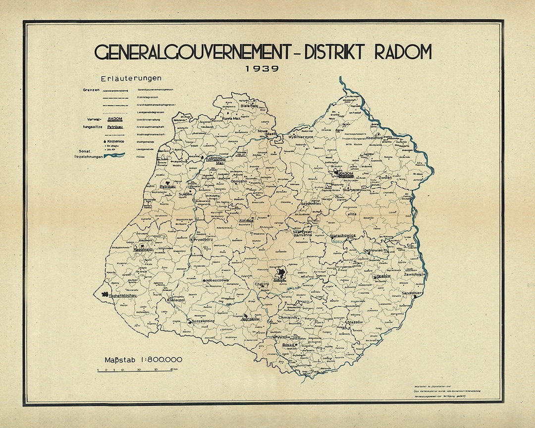 1939 Town and Region Map of Radom District Galicia Austria Hungary - Etsy