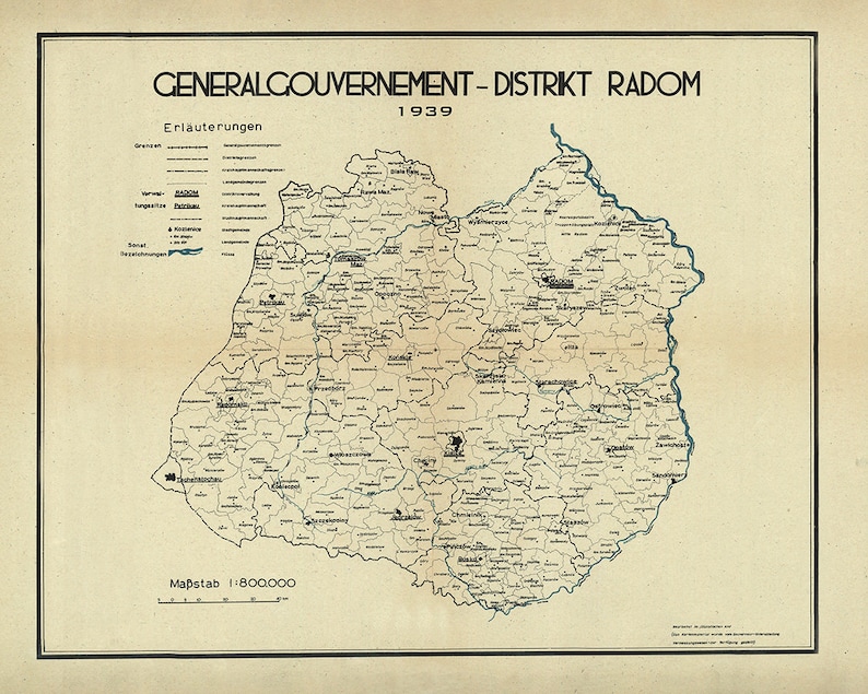 1939 Town and Region Map of Radom District Galicia Austria - Etsy