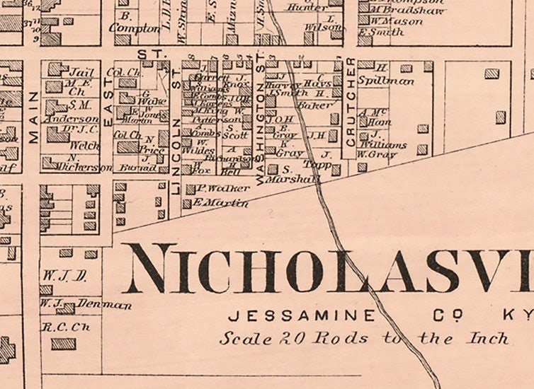 1877 Map of Nicholasville Jessamine County Kentucky - Etsy