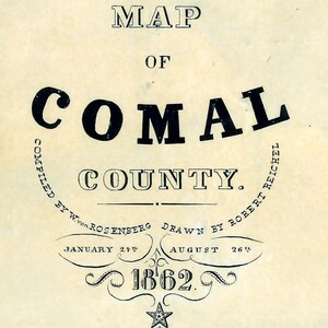 1862 Map of Comal County Texas - Etsy