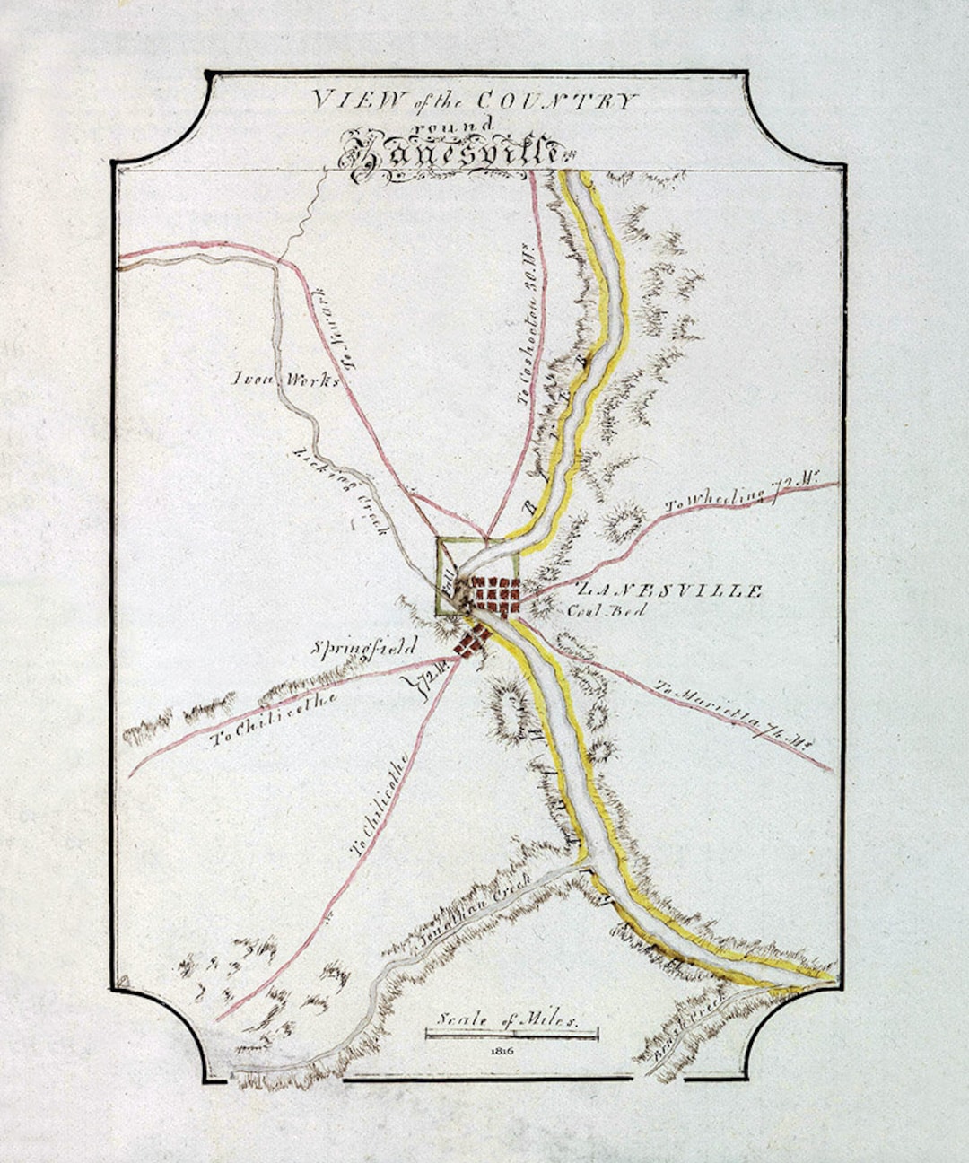 1816 Map of Zanesville Ohio and Vicinity - Etsy