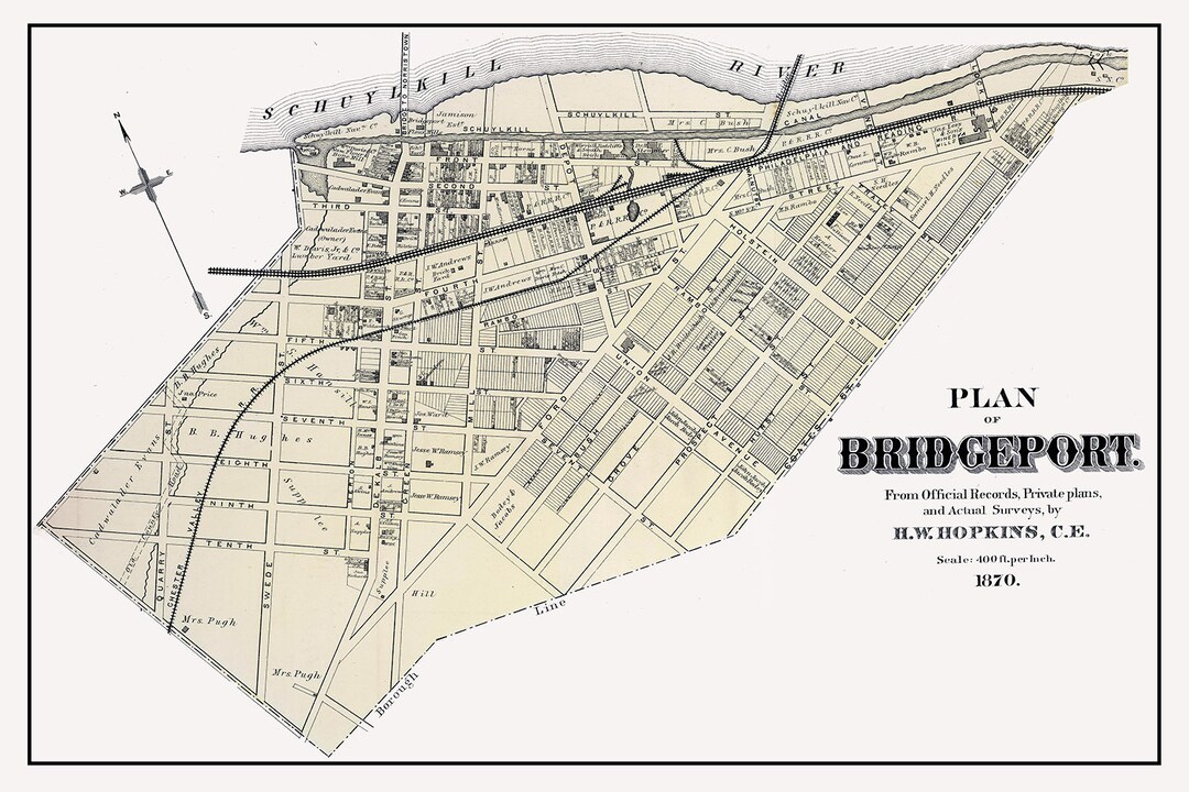 1871 Map of Bridgeport Montgomery County Pennsylvania - Etsy