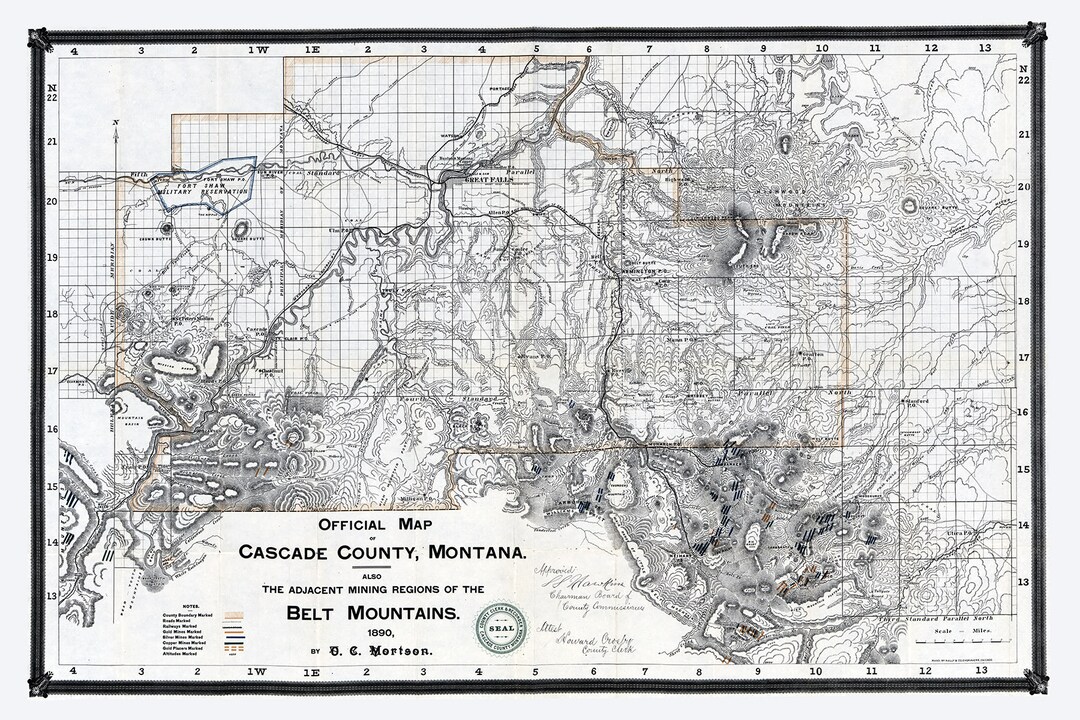 1890 Map of Cascade County Montana - Etsy