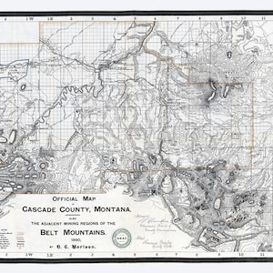 1890 Map of Cascade County Montana - Etsy