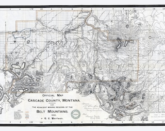 Cascade County Montana 1890 Old Wall Map Reprint - Etsy