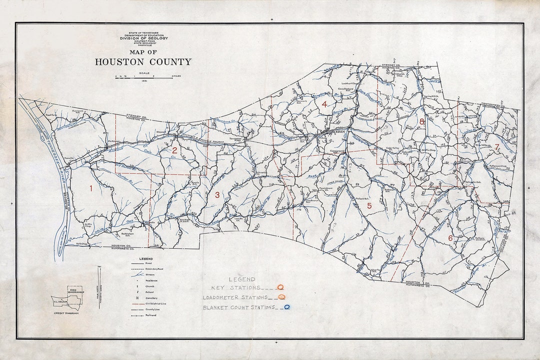 1931 Map of Houston County Tennessee - Etsy Ireland