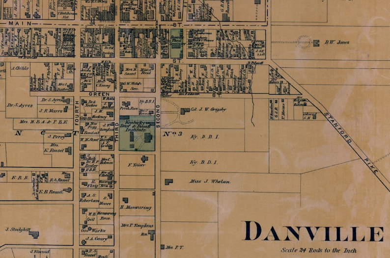 1876 Map of Boyle & Mercer County Kentucky Danville | Etsy