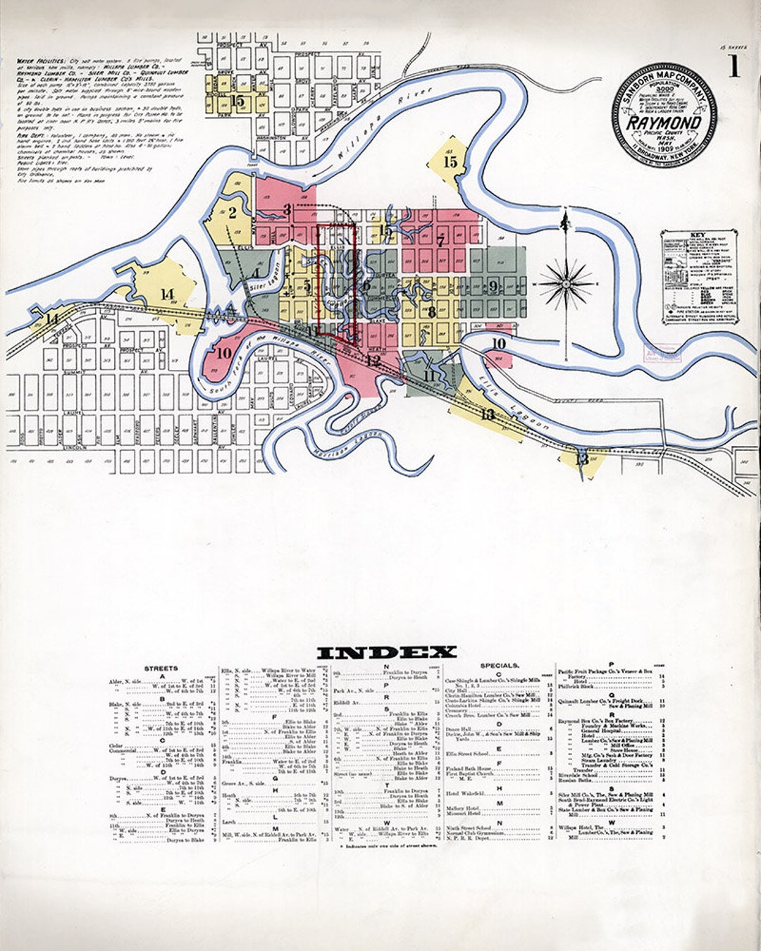 1909 Town Map of Raymond Pacific County Washington - Etsy