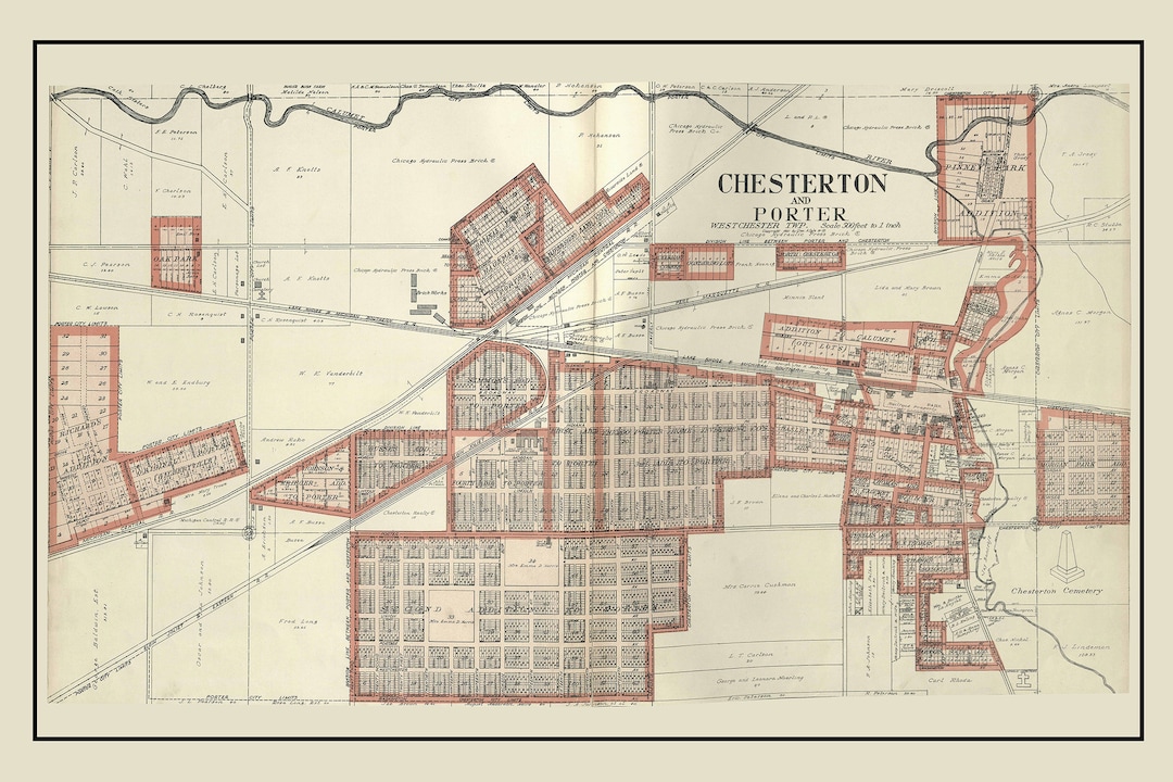 1921 Map of Chesterton and Porter Porter County Indiana - Etsy