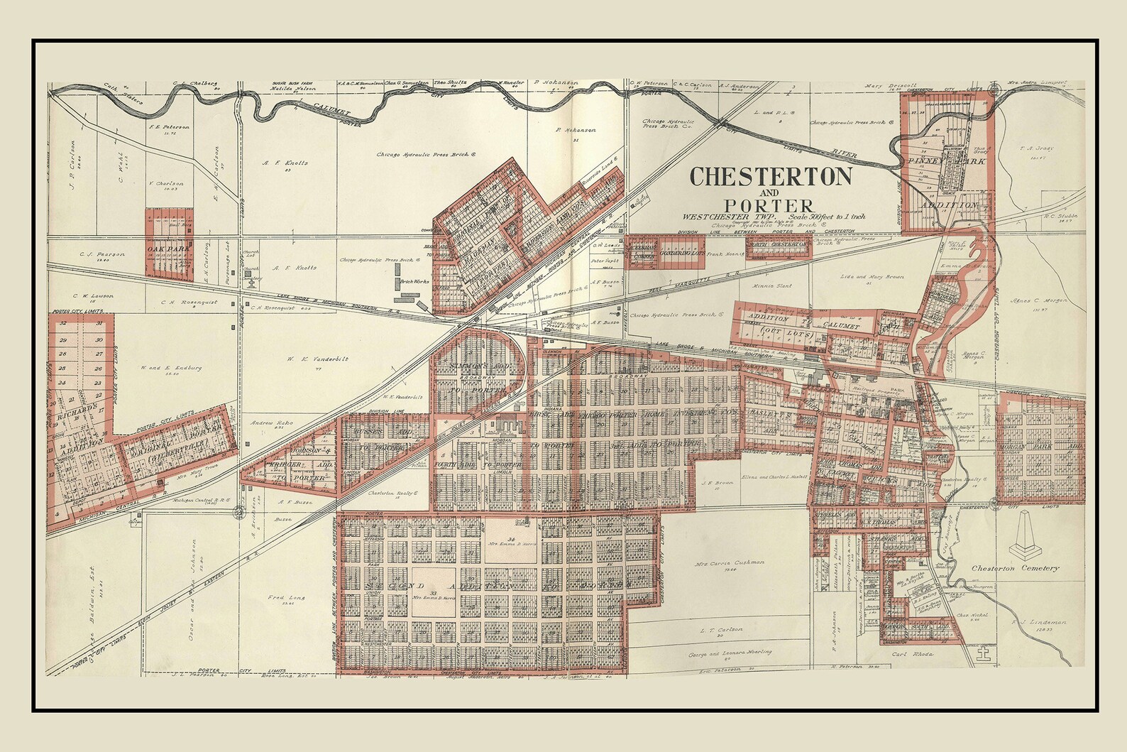 1921 Map of Chesterton and Porter Porter County Indiana - Etsy
