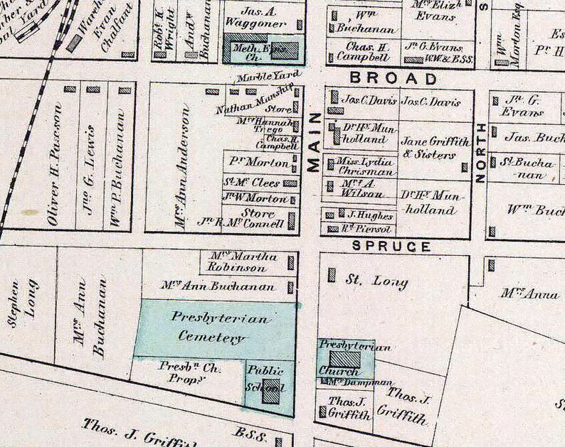 1873 Town Map of Waynesburg Chester County Pennsylvania - Etsy