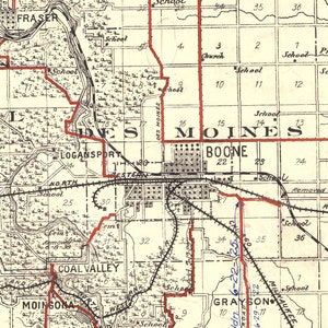 1913 Map of Boone County Iowa - Etsy