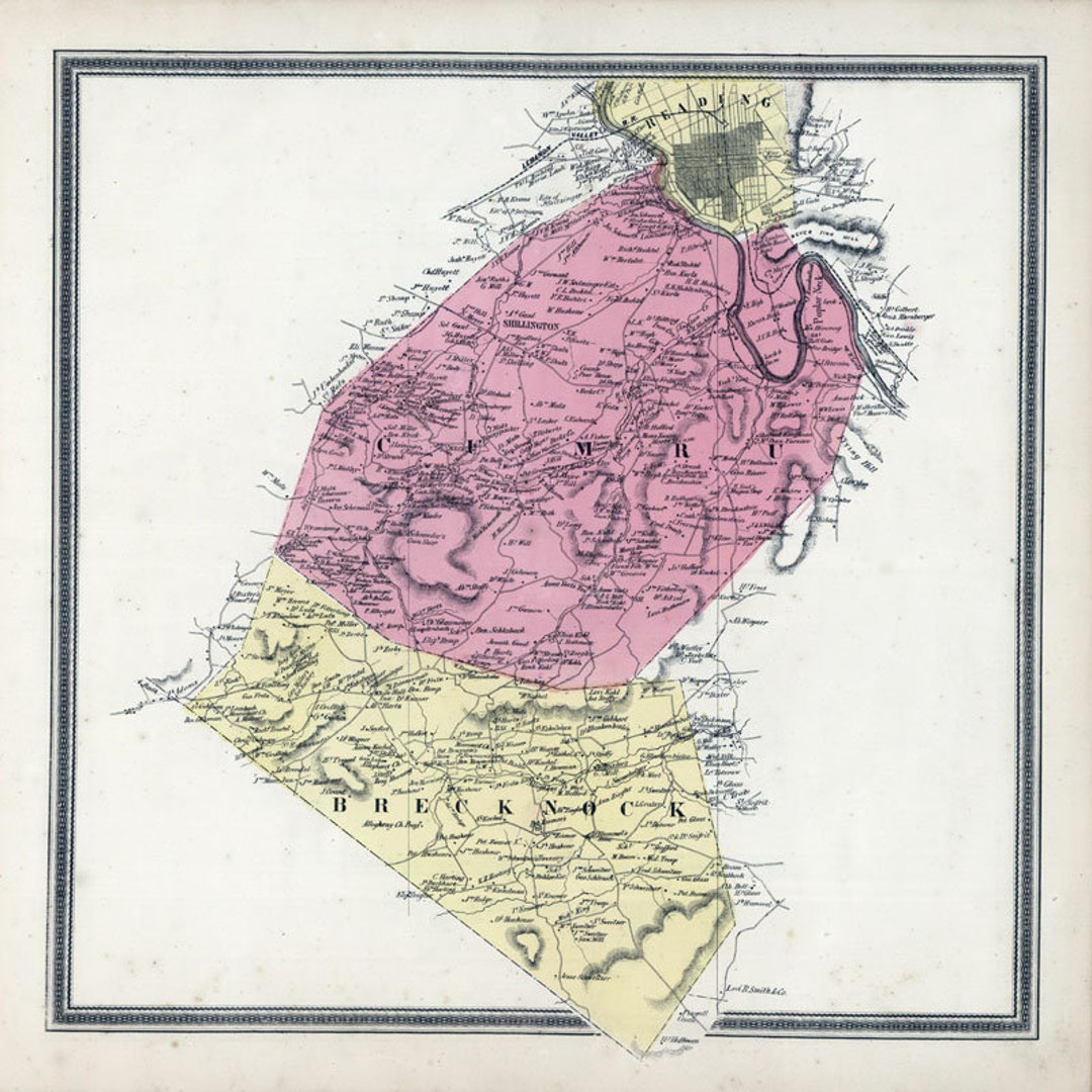 1862 Map of Cumru & Brecknock Township Berks County Pennsylvania - Etsy