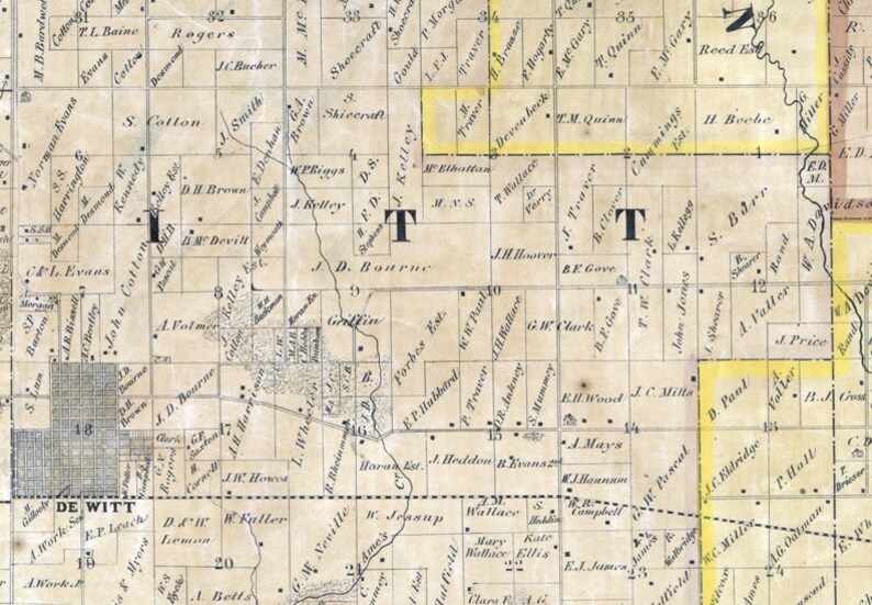 1865 Farm Line Map of Clinton County Iowa Dewitt Lyons - Etsy