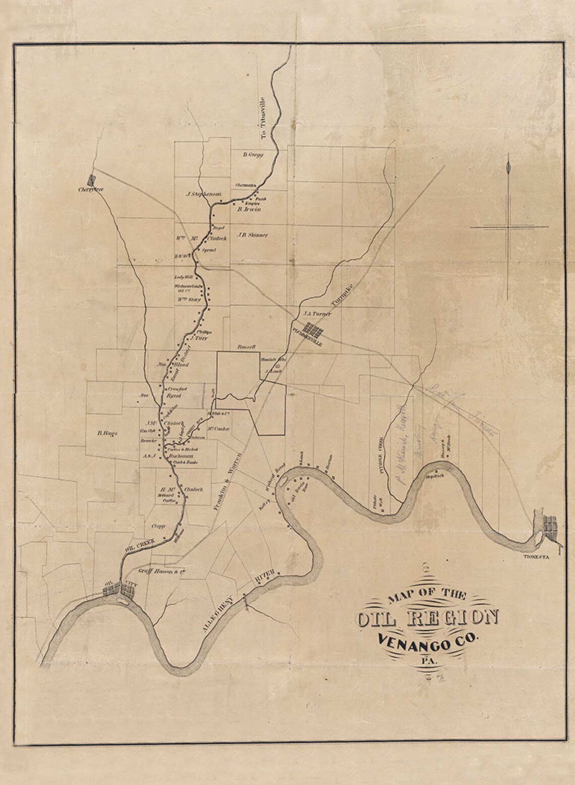 1864 Map of the Oil Region Venango County Pennsylvania - Etsy