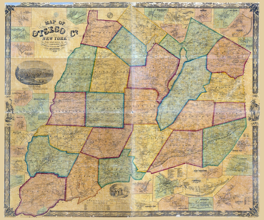1856 Map of Otsego County New York - Etsy