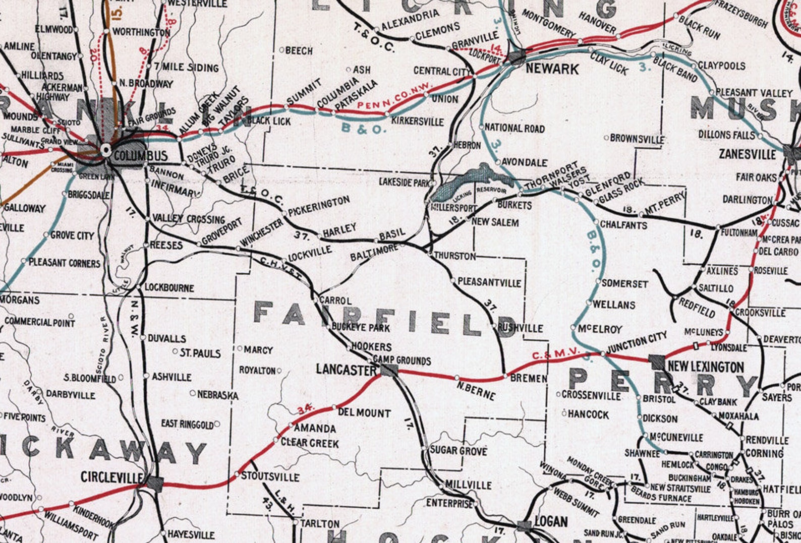 1898 Railroad Map of the State of Ohio - Etsy