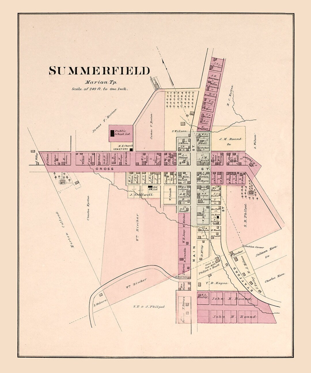1876 Map of Summerfield Noble County Ohio - Etsy