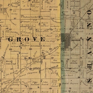 1869 Farm Line Map of Carroll County Illinois Mt Carroll - Etsy