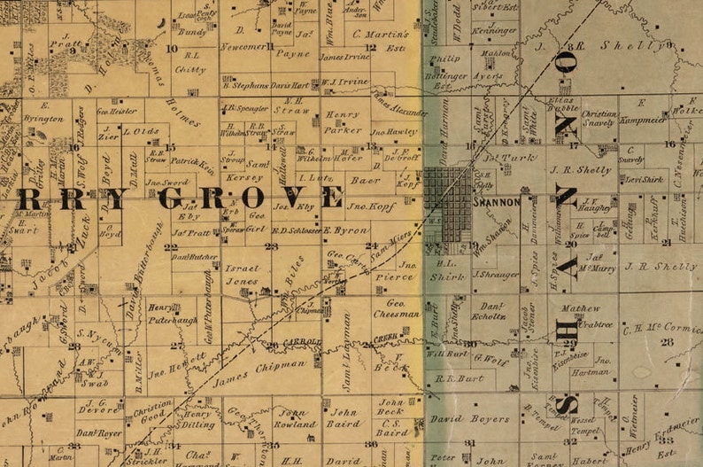 1869 Farm Line Map of Carroll County Illinois Mt Carroll | Etsy