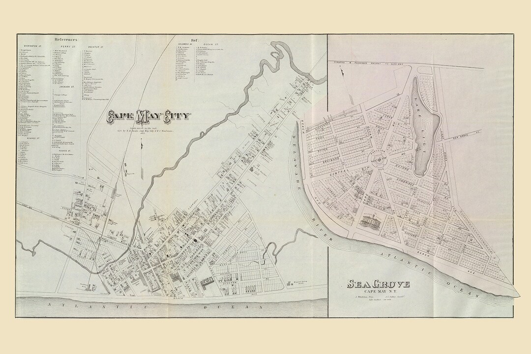1878 Map of Cape May City and Sea Grove New Jersey - Etsy