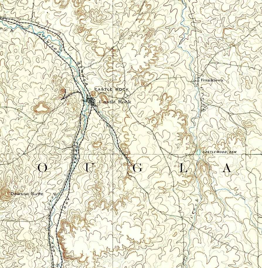 1894 Topo Map of Castle Rock Colorado - Etsy