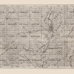 1913 Farm Line Map of Marathon County Wisconsin - Etsy