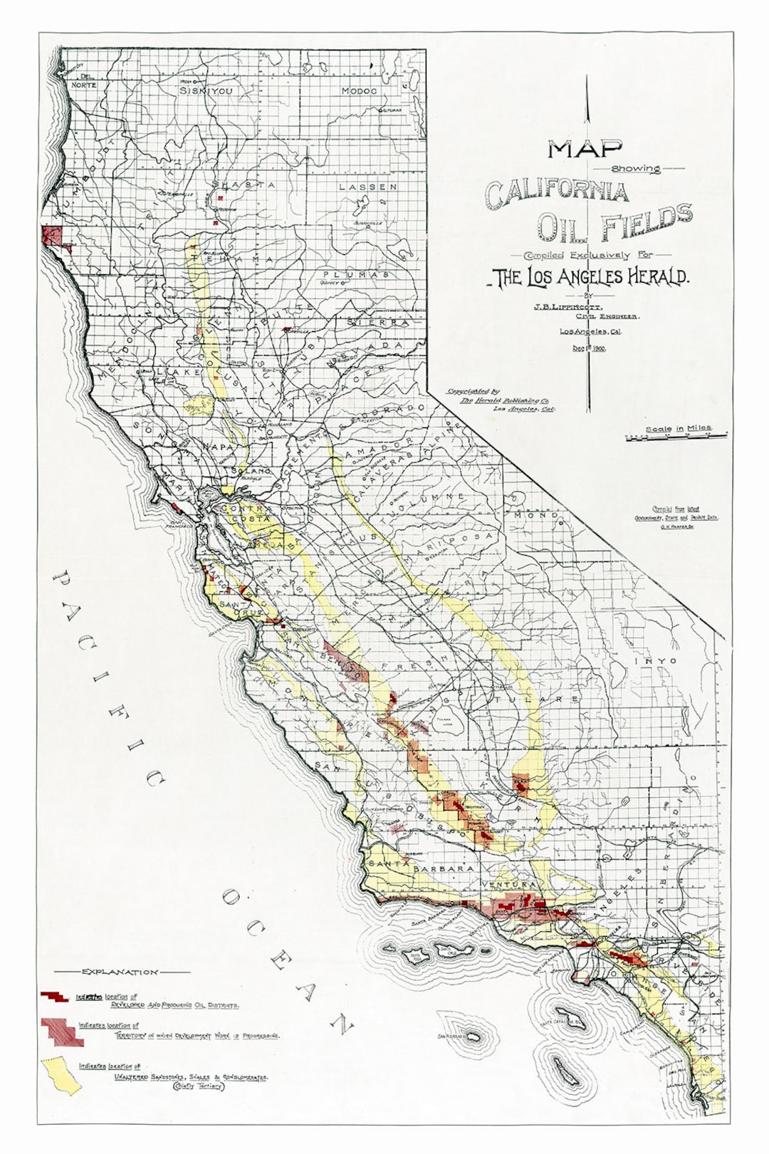 1900 Map of the California Oil Fields - Etsy
