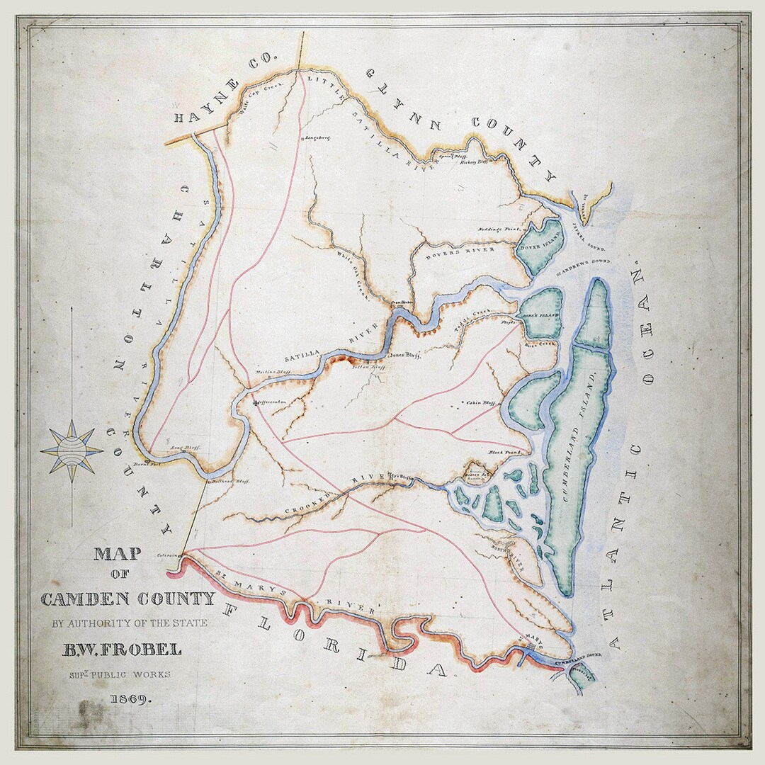 1869 Map of Camden County Georgia - Etsy