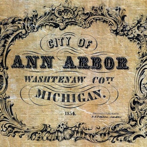 1854 Map of the City of Ann Arbor Washtenaw County Michigan - Etsy