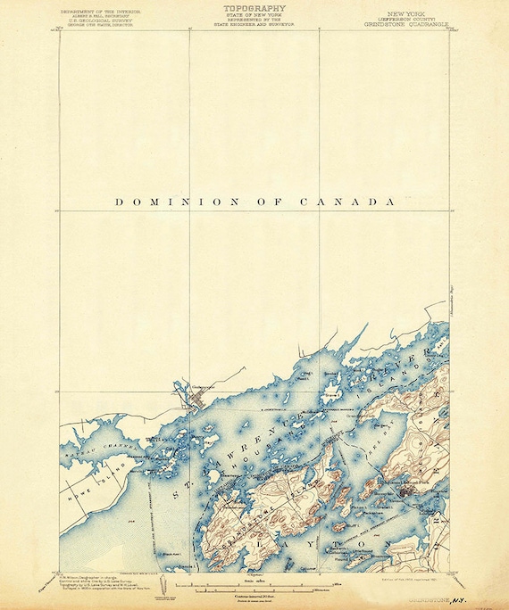 1903 Topo Map of Grindstone New York Thousand Island Park | Etsy