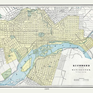 1899 Map of Richmond and Manchester Virginia - Etsy